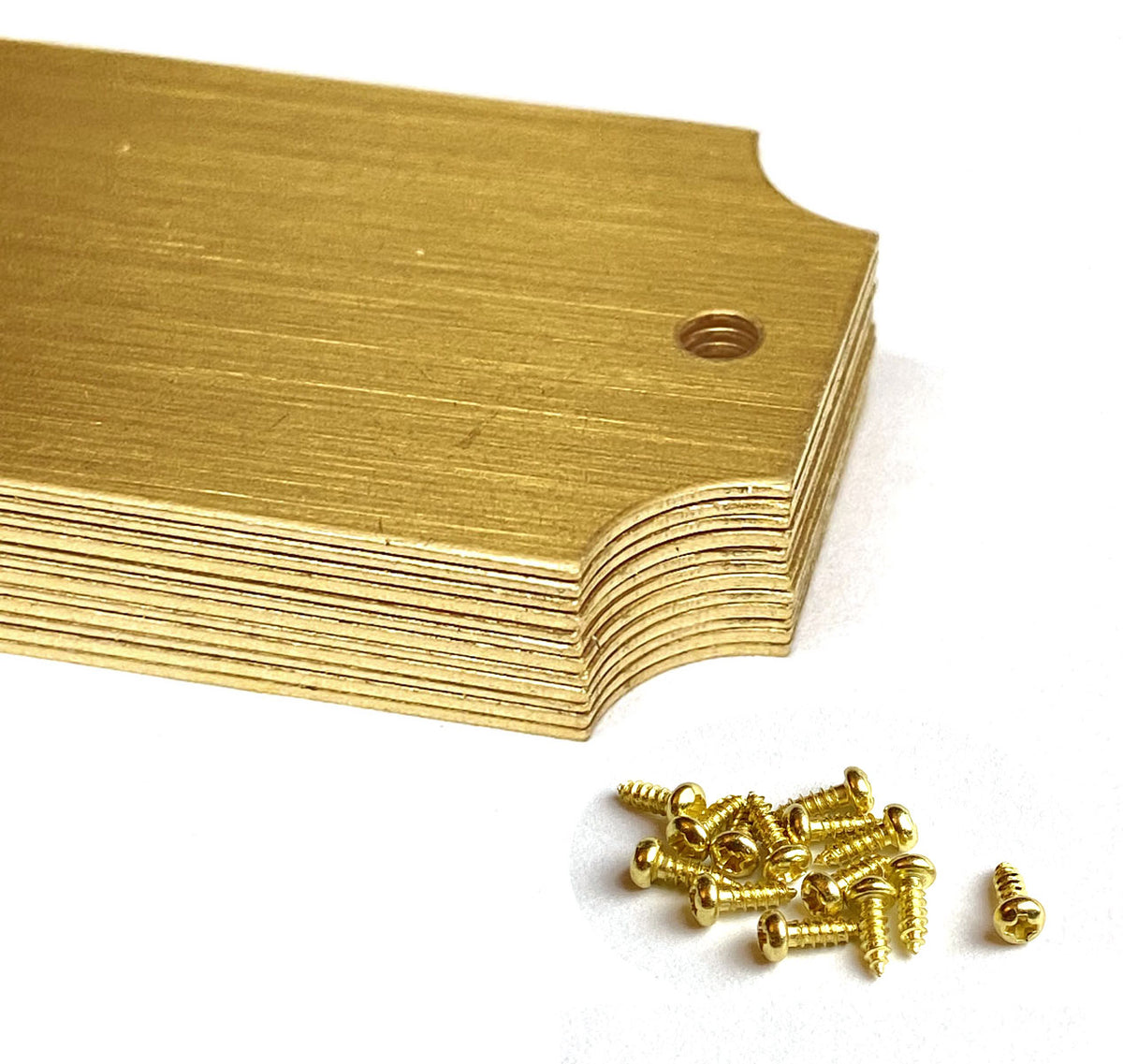 1" H x 3" W, Satin Brass Blank Perpetual Plate, Rectangular, Rounded o ...