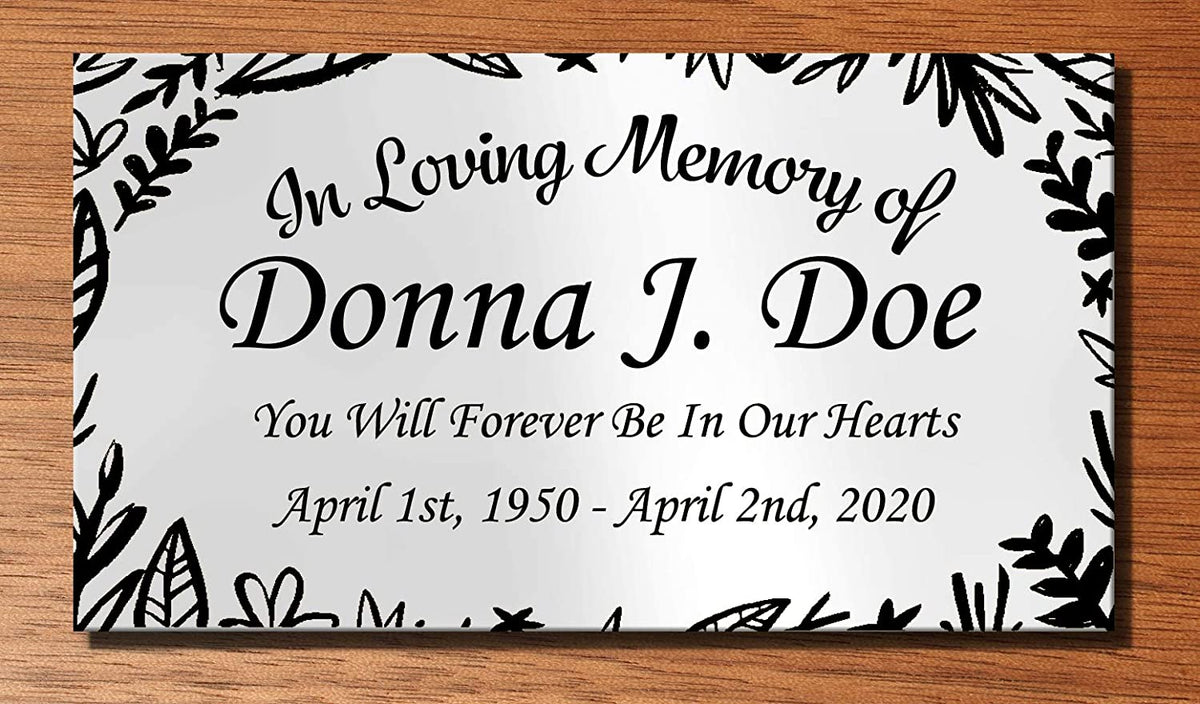 Elegant Engraved Metal Memorial Plaque, Classic Border, Personalized M ...
