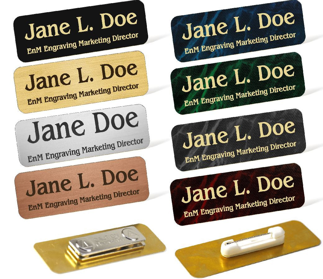 Rectangular Custom Engraved Brass Name Badge – EnM Engraving